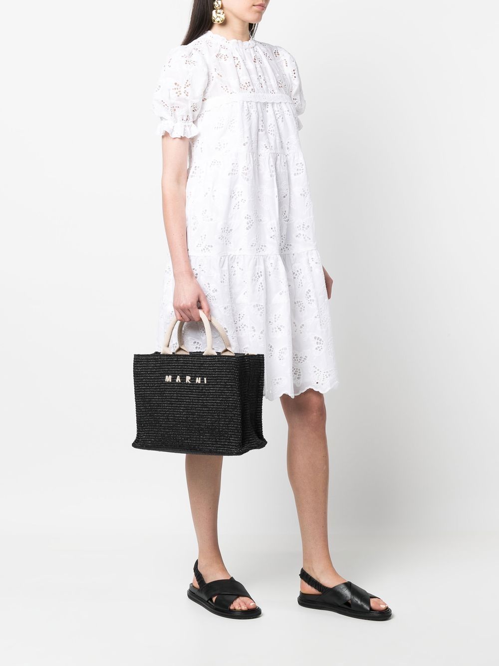 MARNI Logo Raffia-Effect Tote Bag