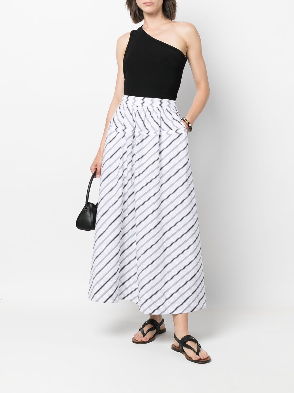 TORY BURCH Striped Poplin A-Line Skirt