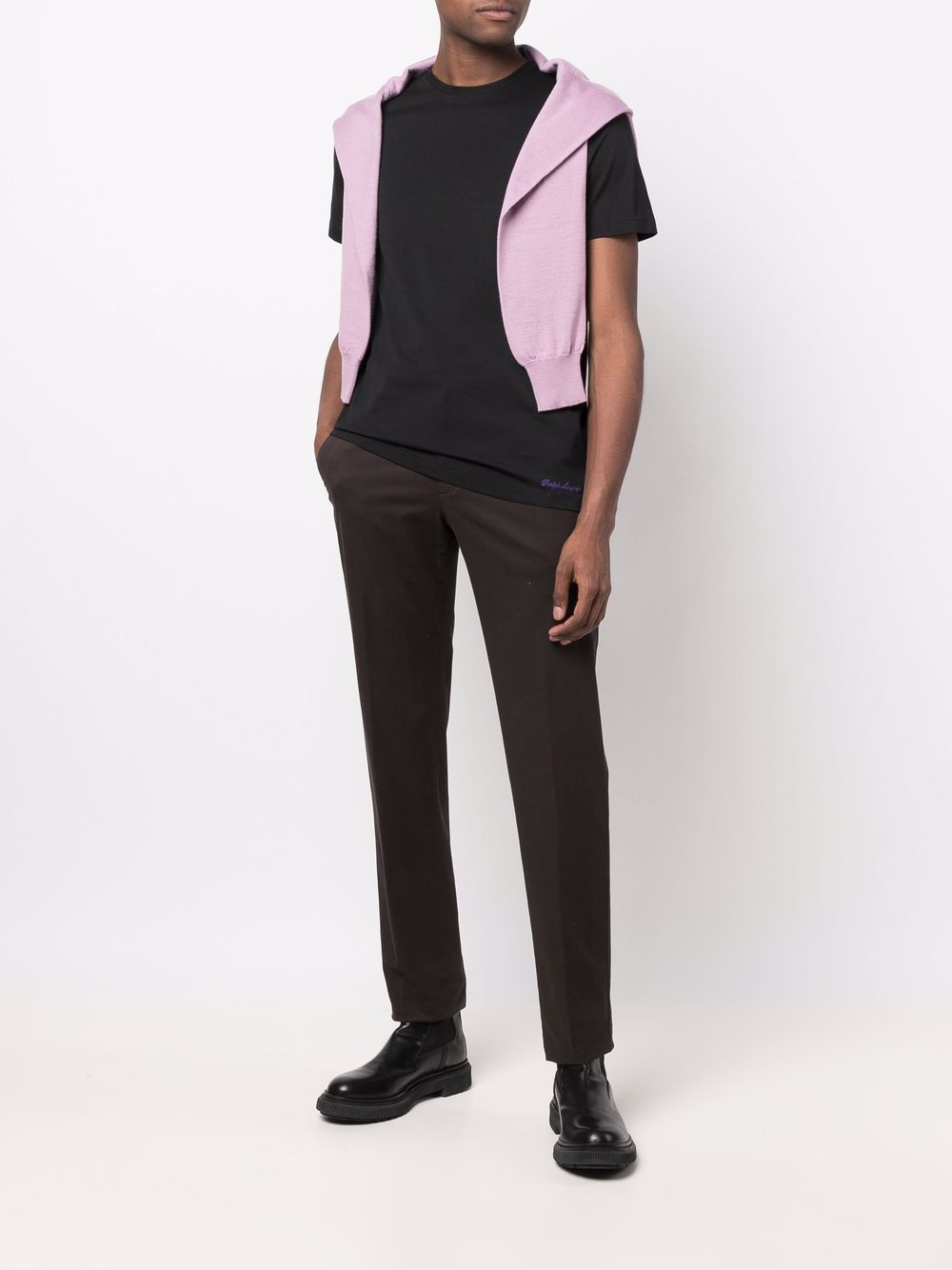 RALPH LAUREN PURPLE LABEL RALPH LAUREN PURPLE LABEL Script Logo-Embroidered Cotton T-Shirt