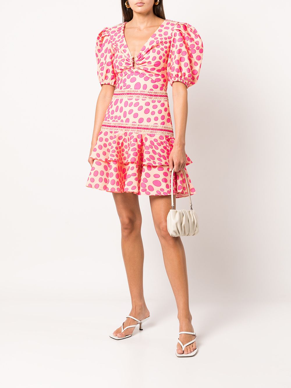PATBO PatBO Polka-Dot Mini Dress with Lace Trim