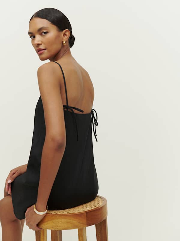 Reformation Women's Aubree Linen Dress - Black - Size XL Reformation Women's Aubree Linen Dress - Black - Size XL