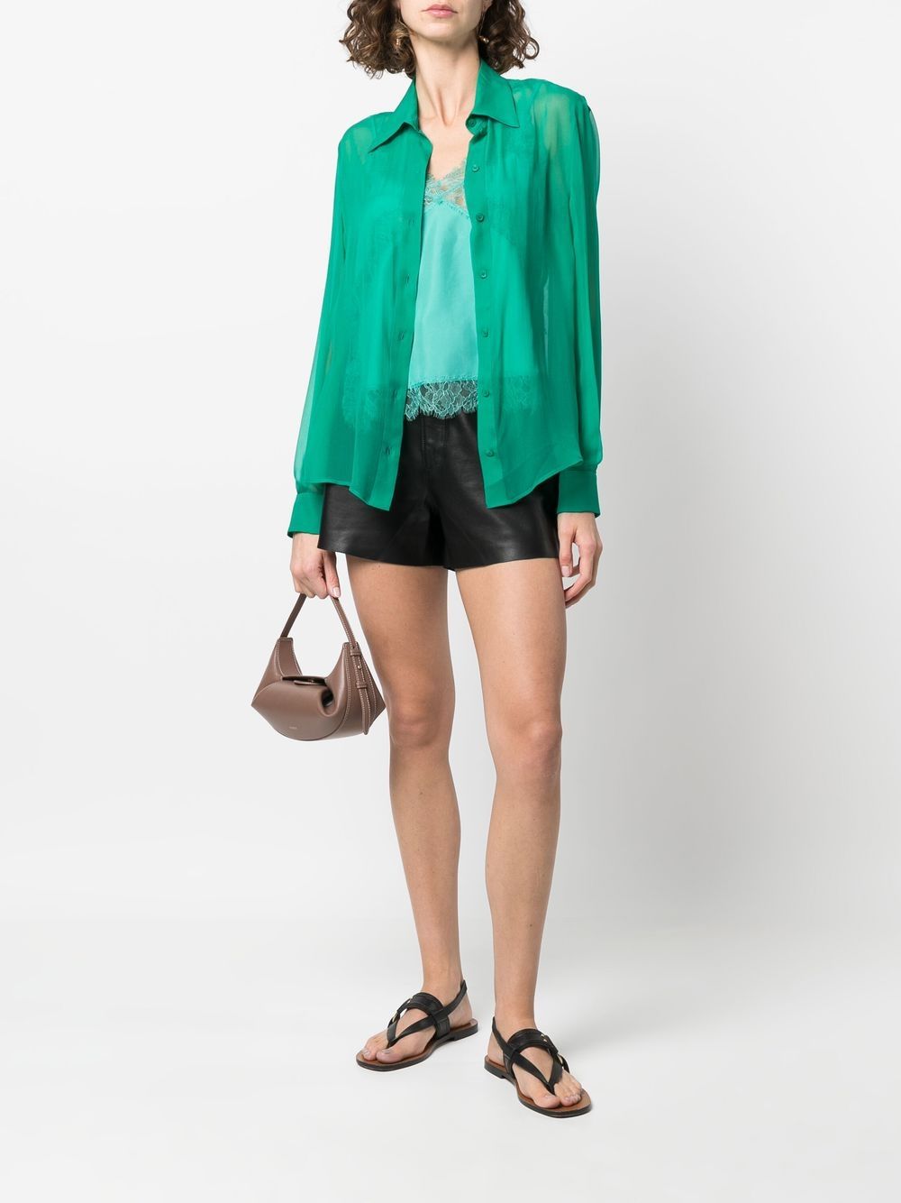 ALBERTA FERRETTI Alberta Ferretti Silk Lace Insert Shirt