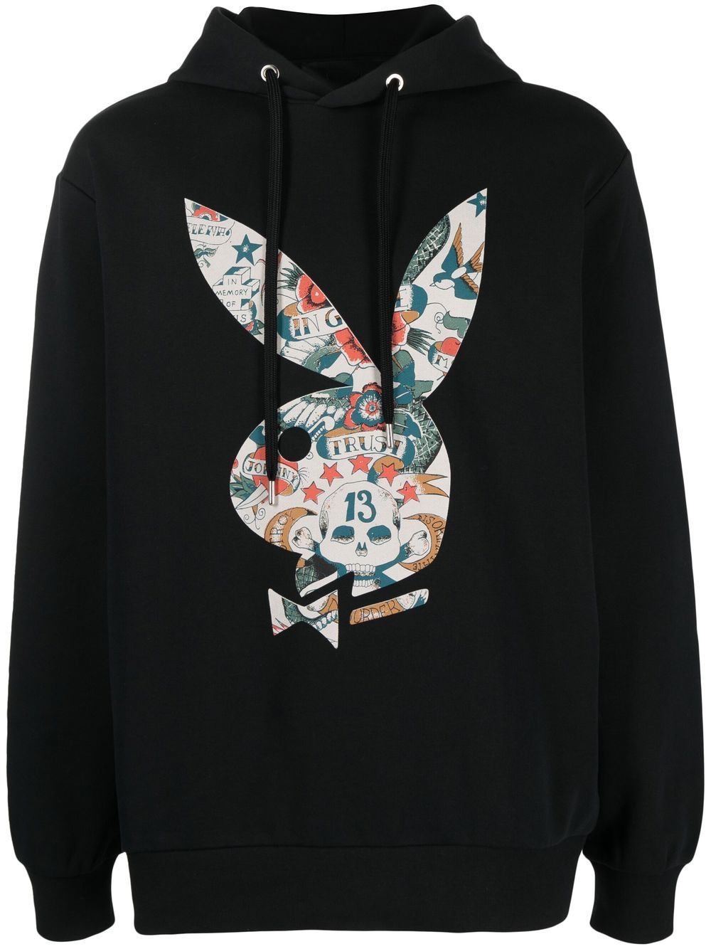 John Richmond X Playboy Cotton Hoodie In Black - 30% Off  display picture 2