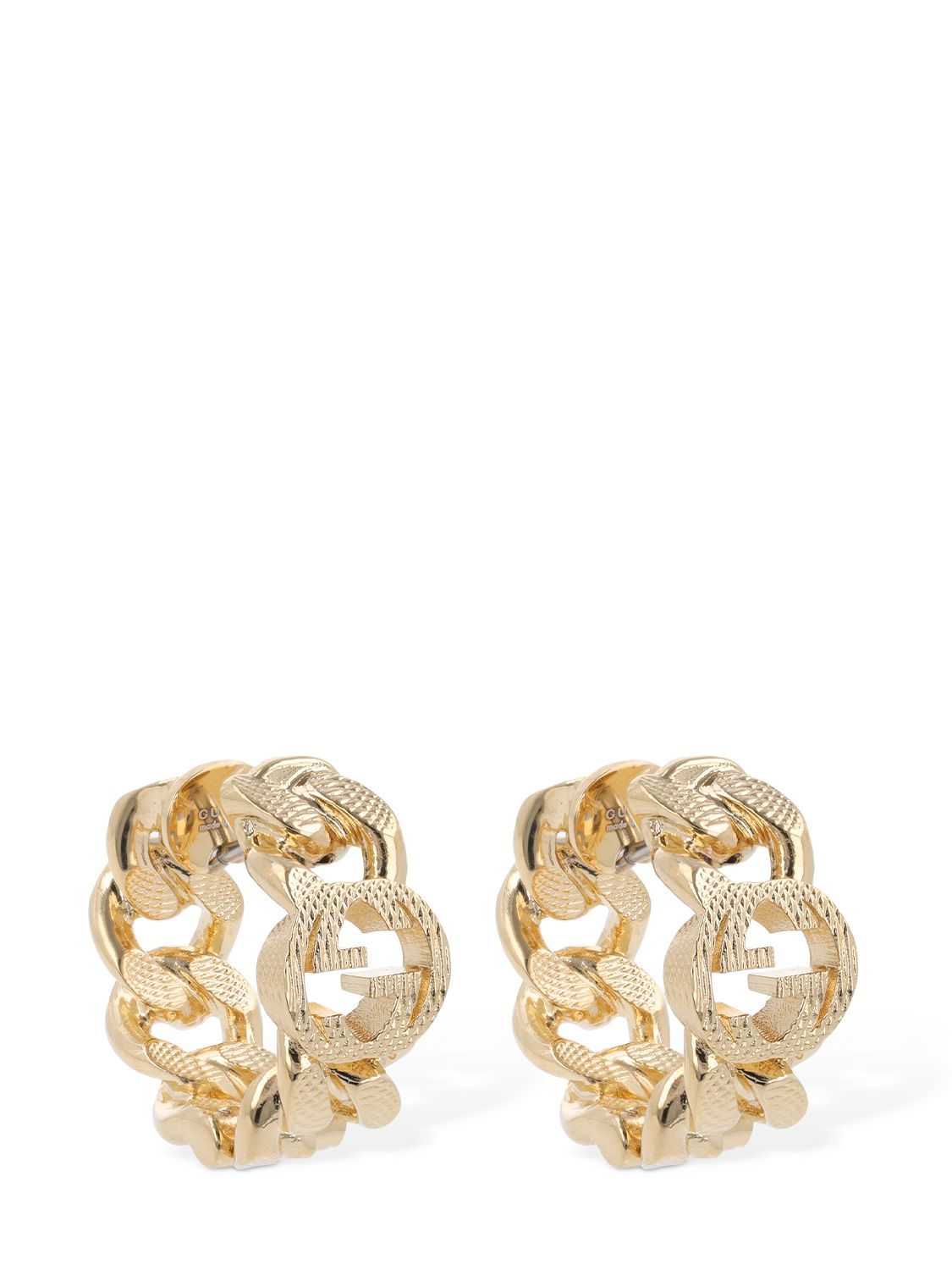 Gucci Interlocking G Chain Hoop Earrings Gold Editorialist