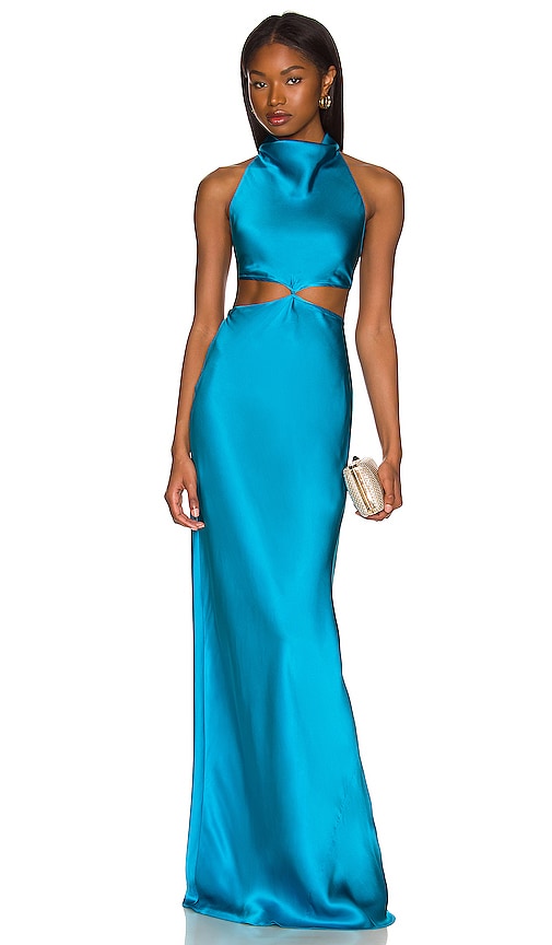 Amanda Uprichard X Kaye Maxi Dress In Teal In Maui - 30% Off | Editorialist