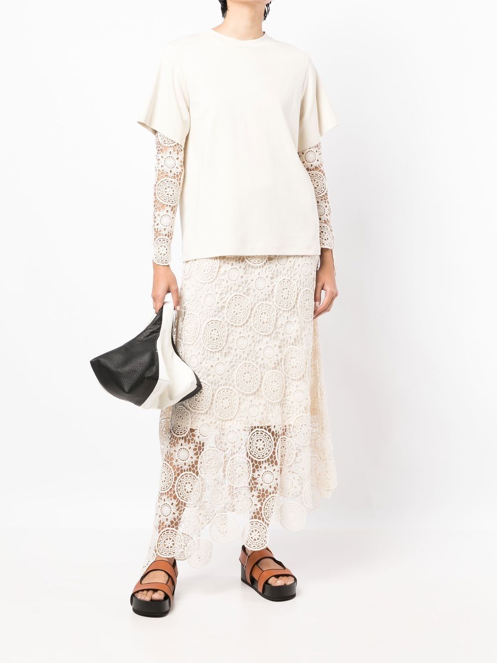 GOEN.J Goen.J Lace-Sleeve T-Shirt