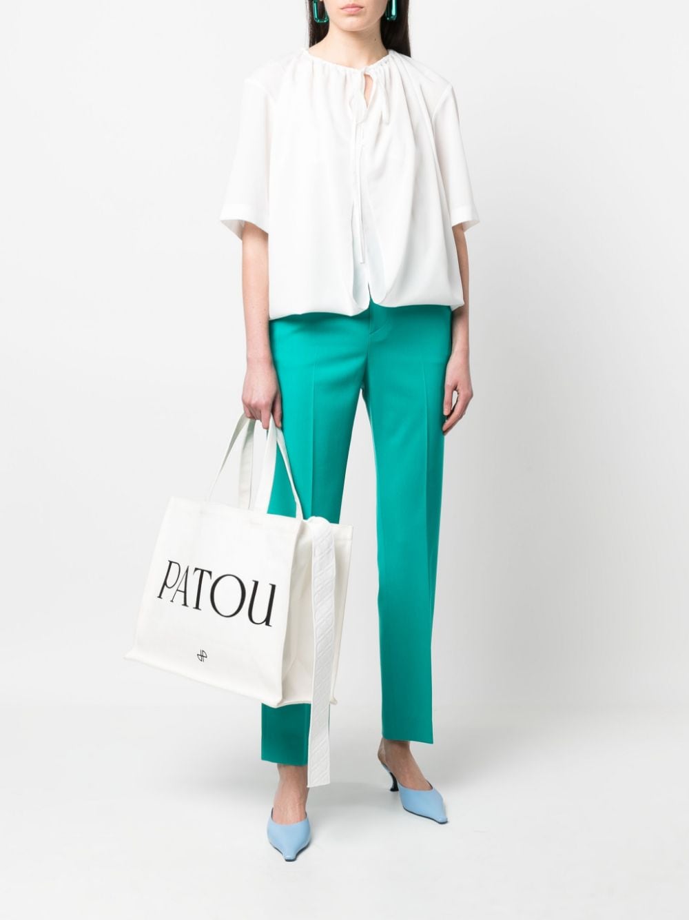 PATOU Logo-Print Canvas Tote