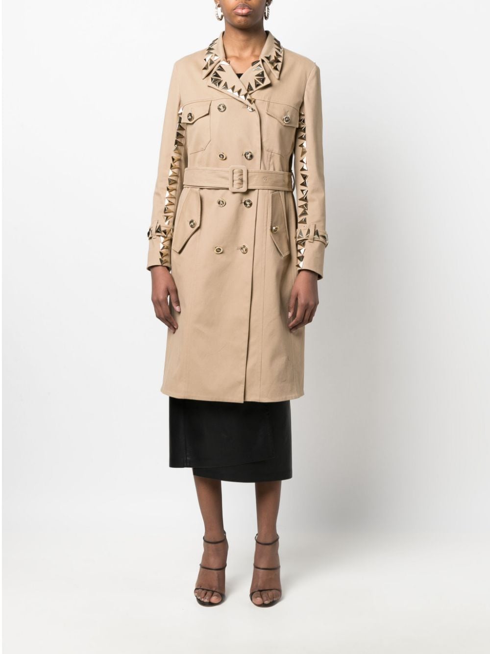 PHILIPP PLEIN Philipp Plein Studded Belted Trench Coat