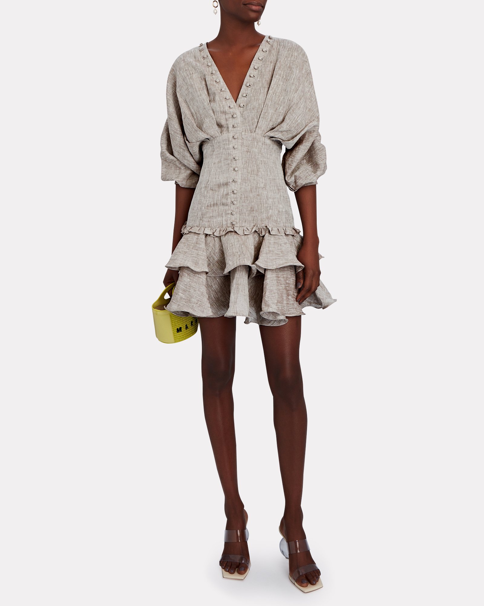Joslin Elizabeth Linen Ramie Mini Dress - Beige | Editorialist Joslin Elizabeth Linen Ramie Mini Dress - Beige | Editorialist