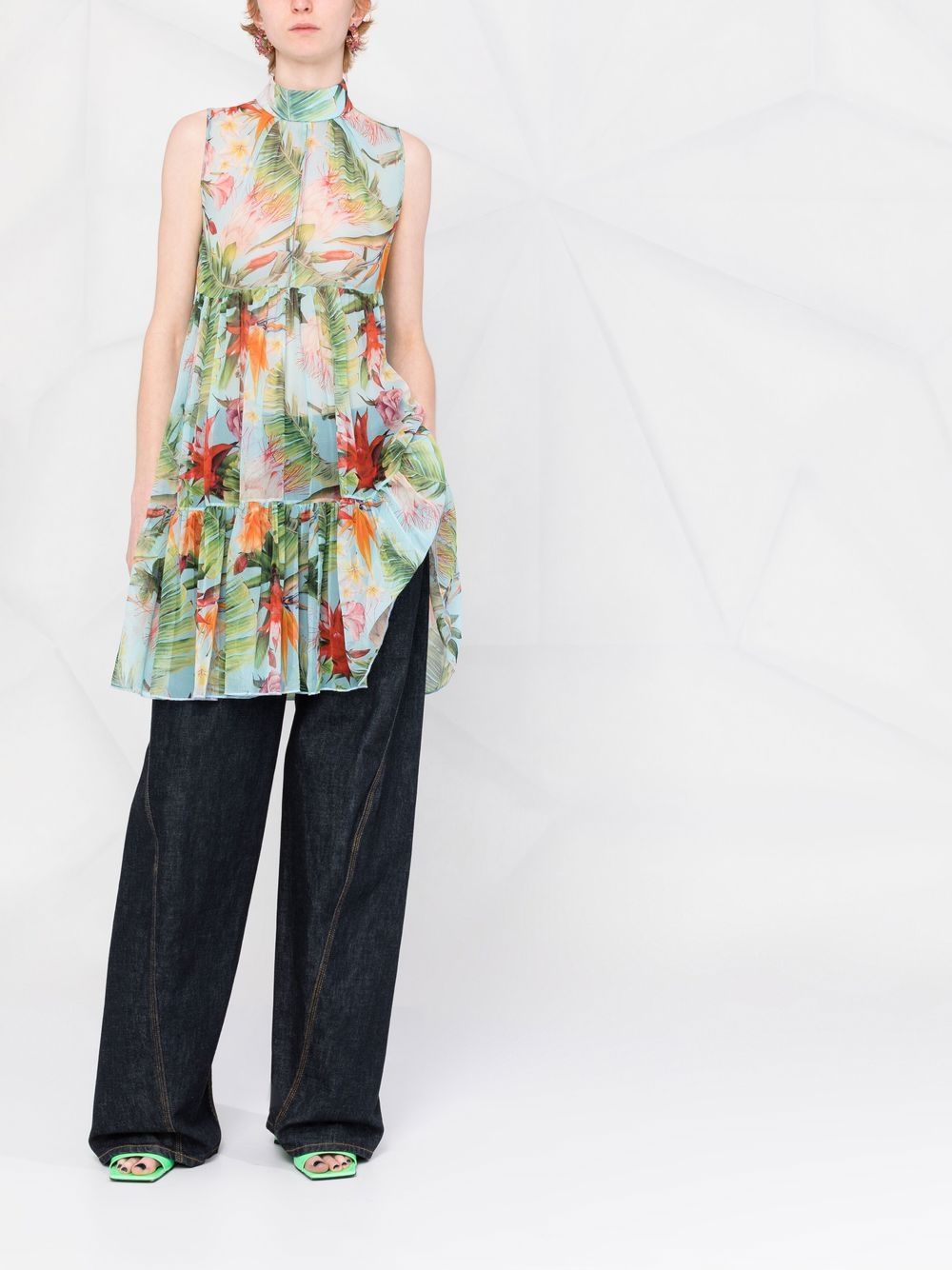PHILIPP PLEIN Georgette Short Dress with Floral Print