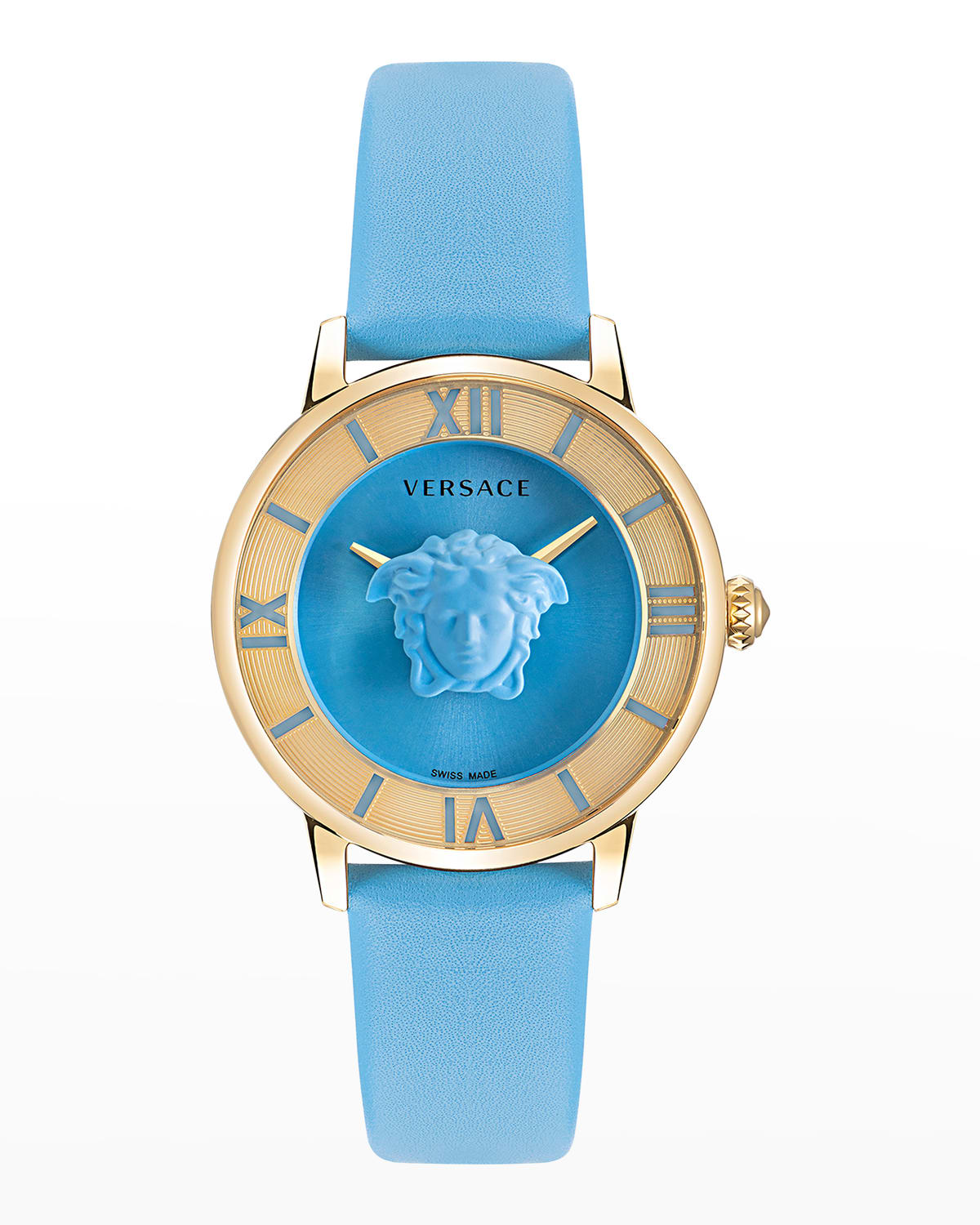 Versace Navy and Gold Medusa Motif Leather Strap Watch Versace Medusa Deco Leather Watch – Zulily main image 2