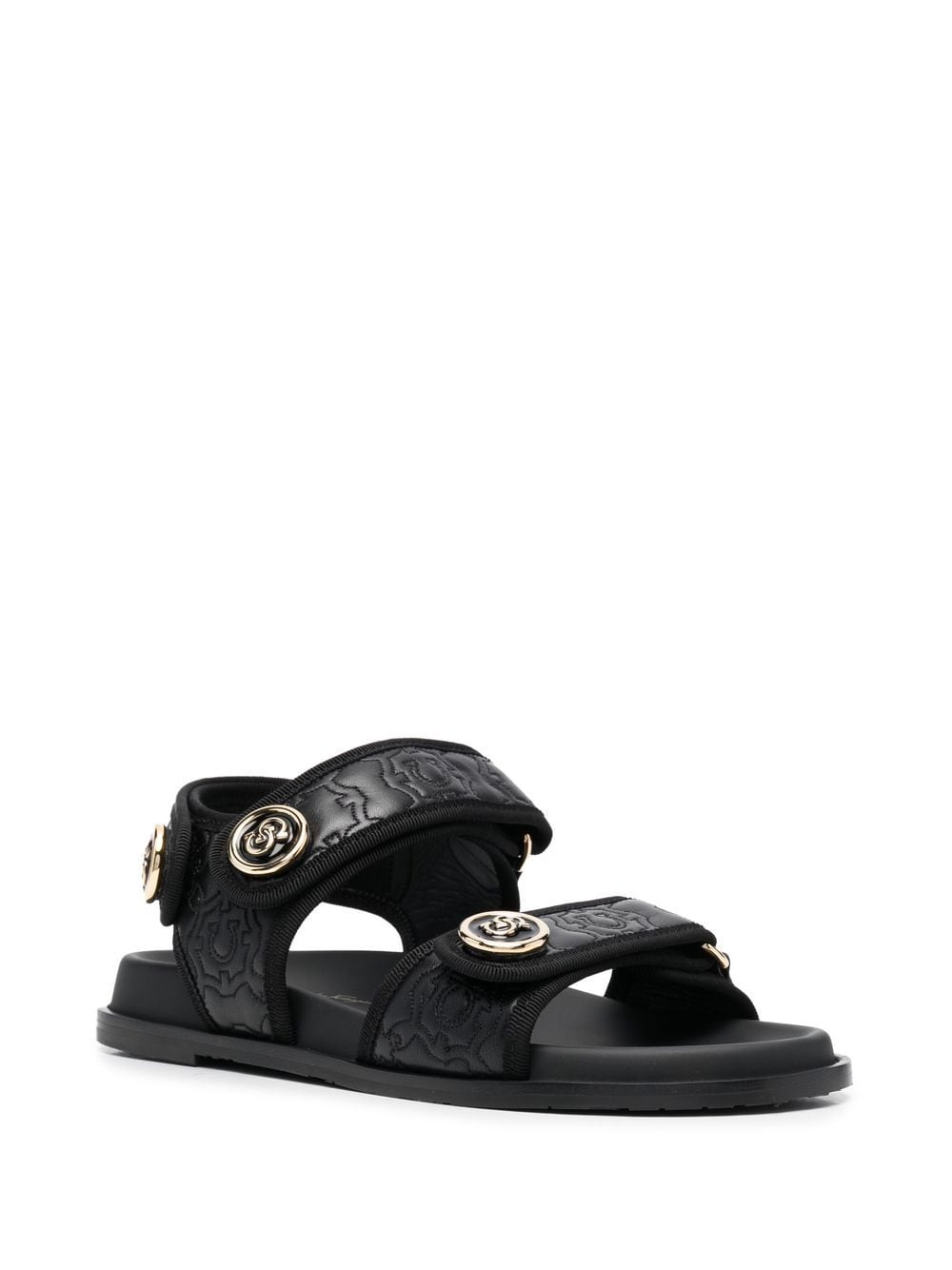 Ferragamo Logo-Plaque Detail Sandals In Black - 44% Off  display picture 2