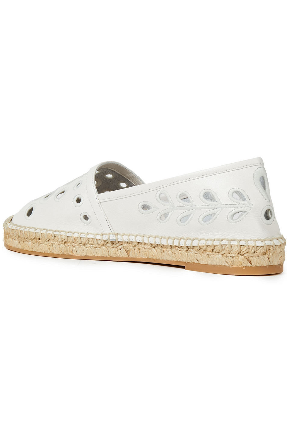 Red Valentino Broderie Anglaise Leather Espadrilles In Black 85
