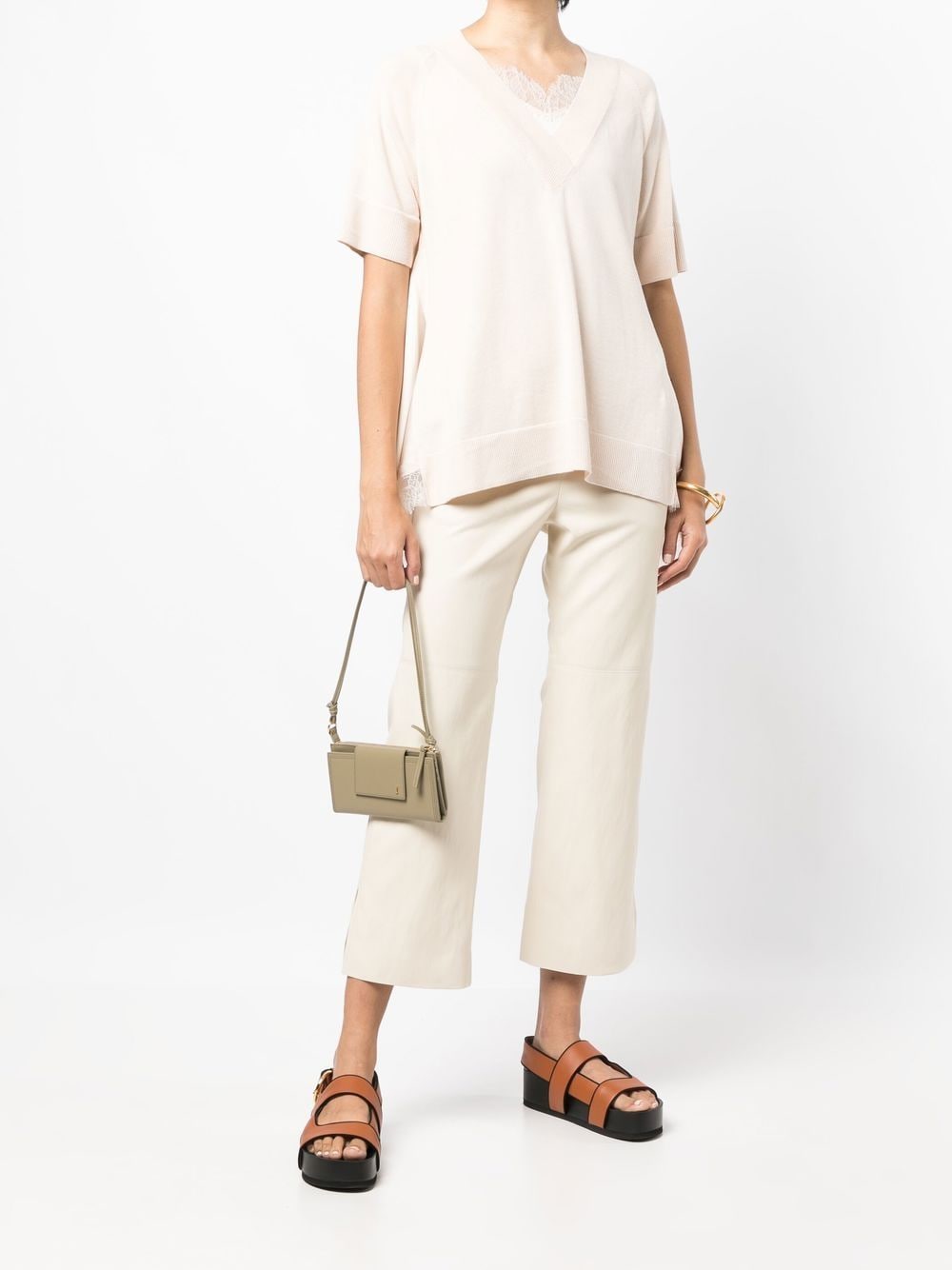 GOEN.J Goen.J Lace-Trim T-Shirt