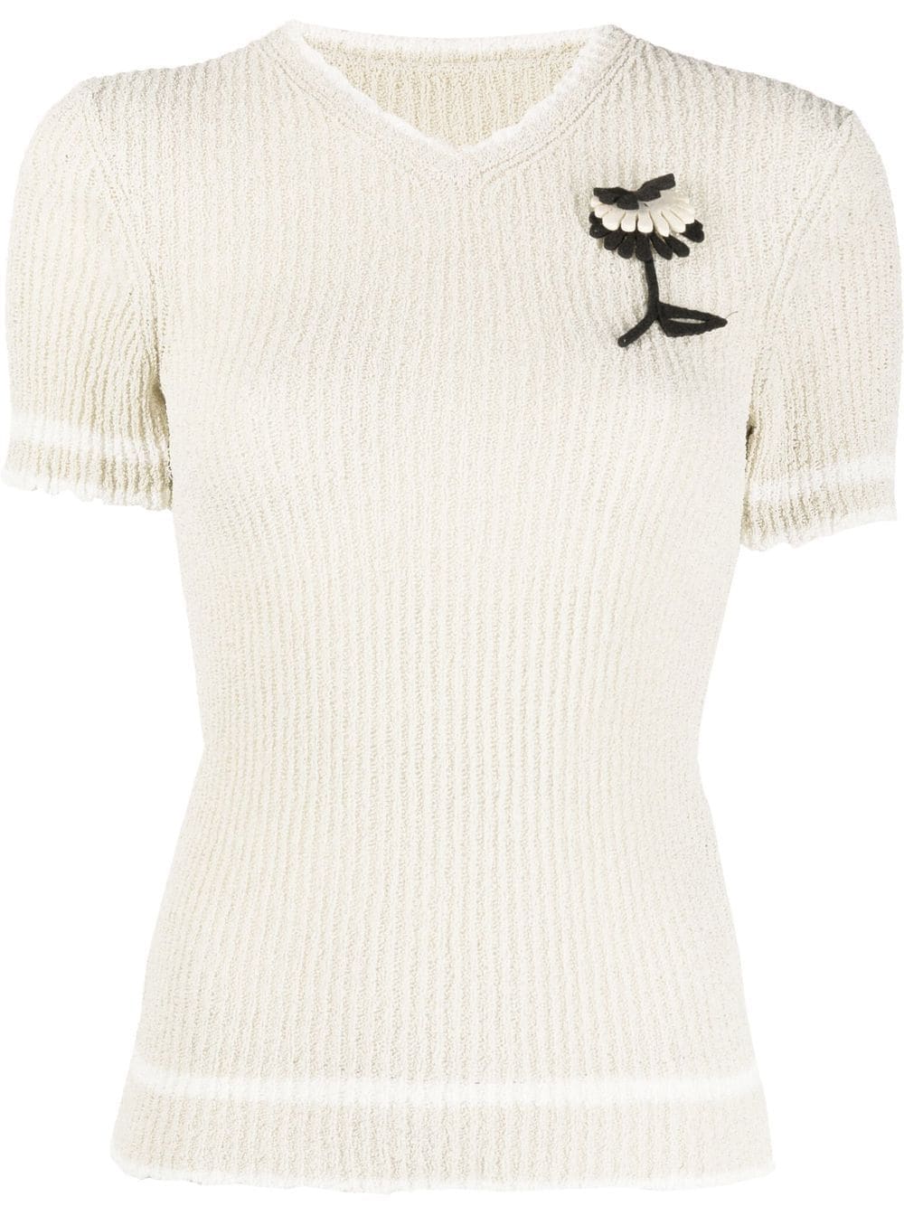 MAISON MARGIELA Floral-Appliqué Ribbed Top