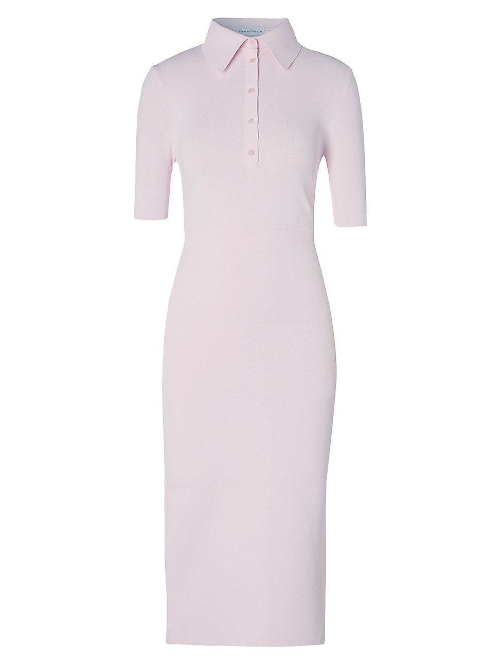 Scanlan Theodore Crepe-knit Polo Midi-dress - Blush