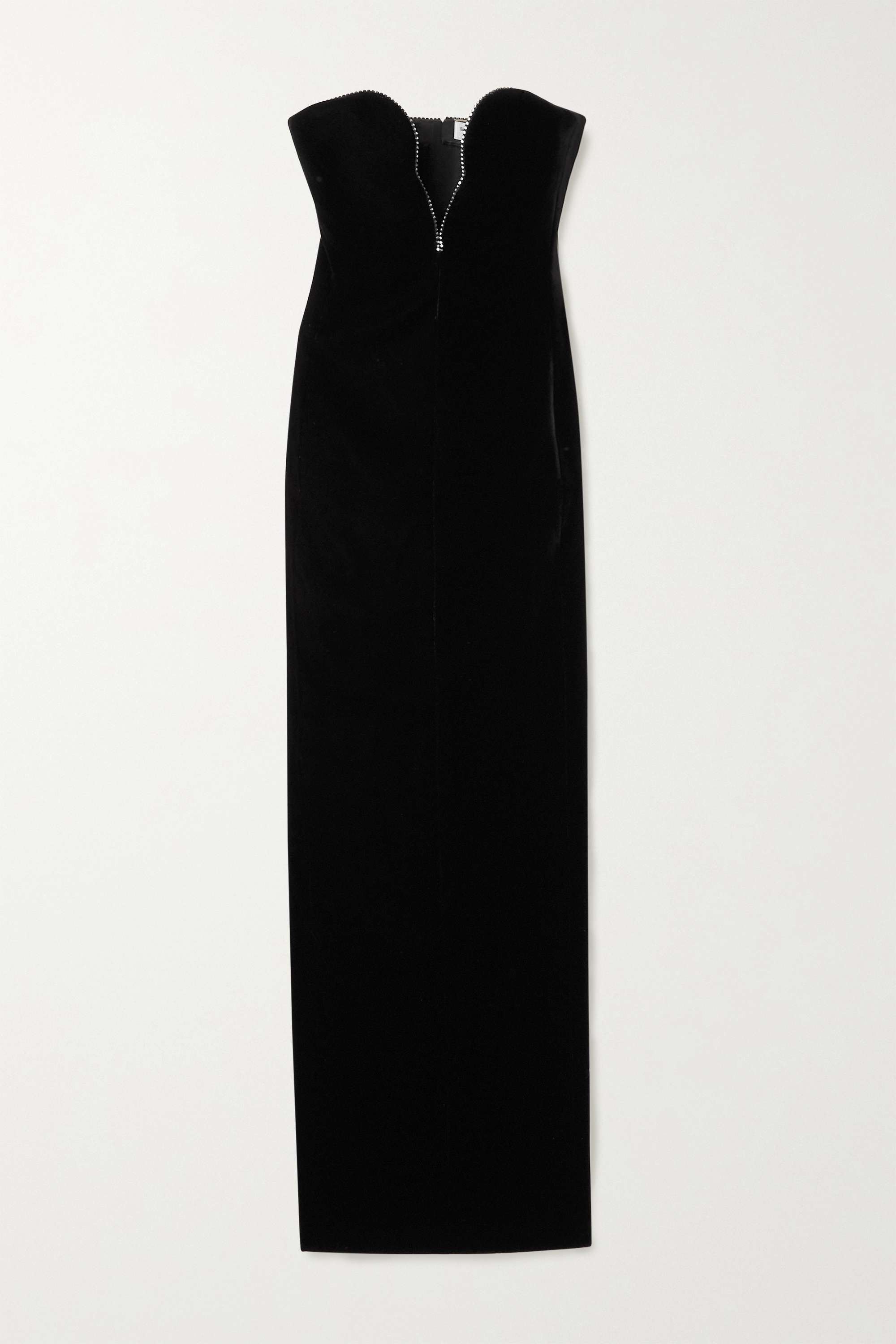 Saint Laurent Strapless Crystal-Embellished Velvet Gown - Black |  Editorialist