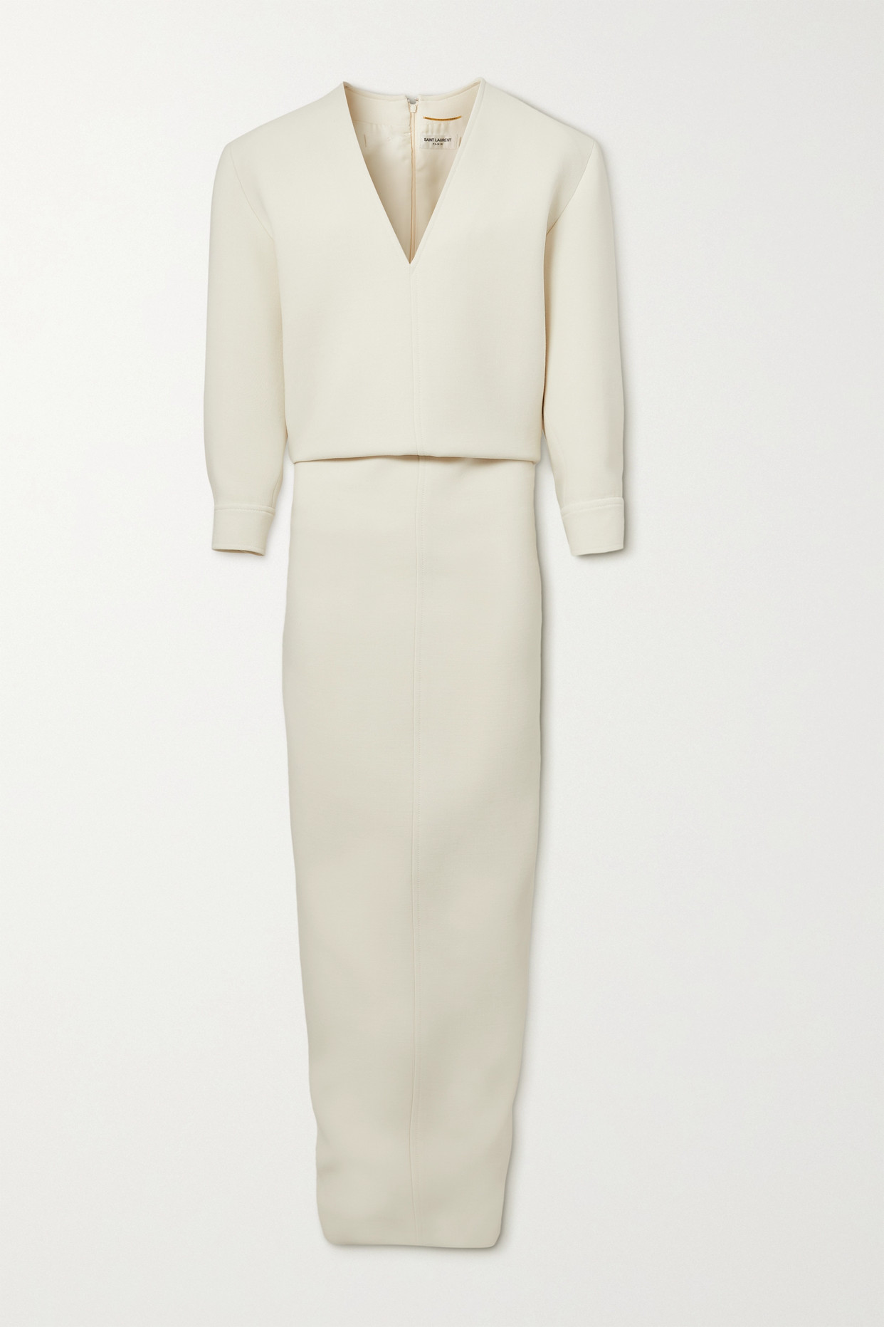 yves saint laurent cream dress Saint Laurent Wool-Crepe Maxi Dress - Cream