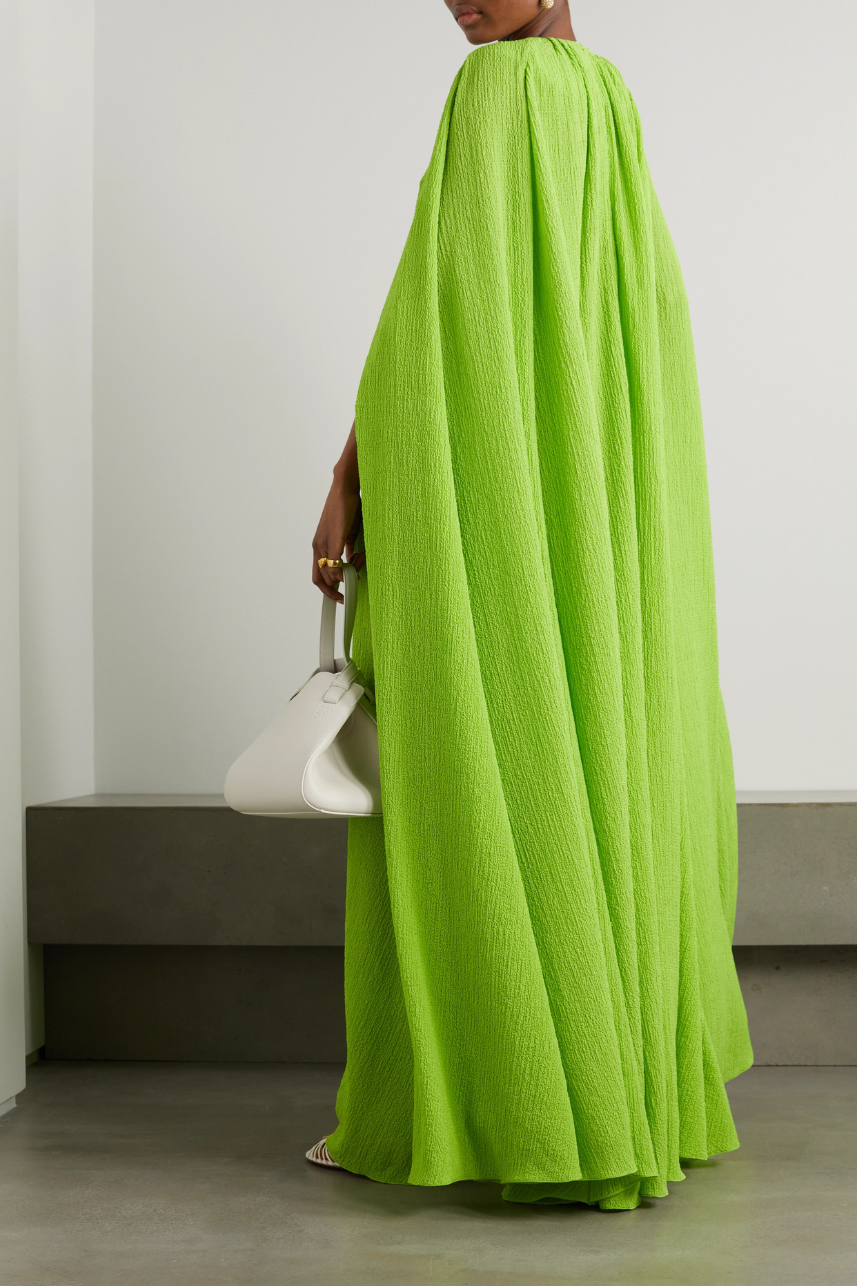 Emilia Wickstead Liv Cape-Effect Seersucker Gown In Green - 40% Off |  Editorialist