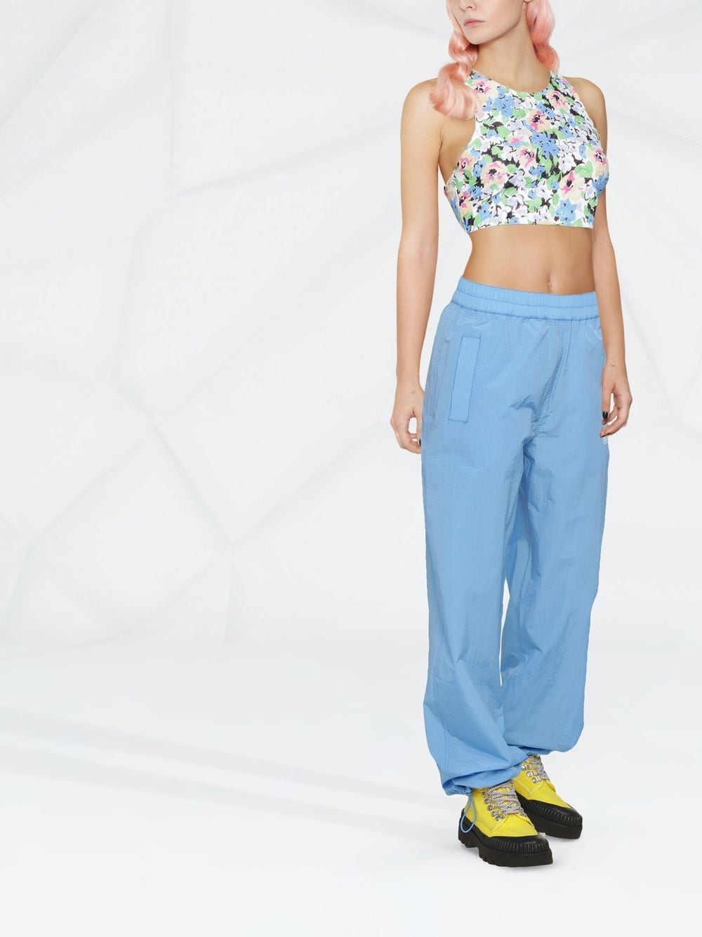 GANNI Cropped Floral Print Sleeveless Top
