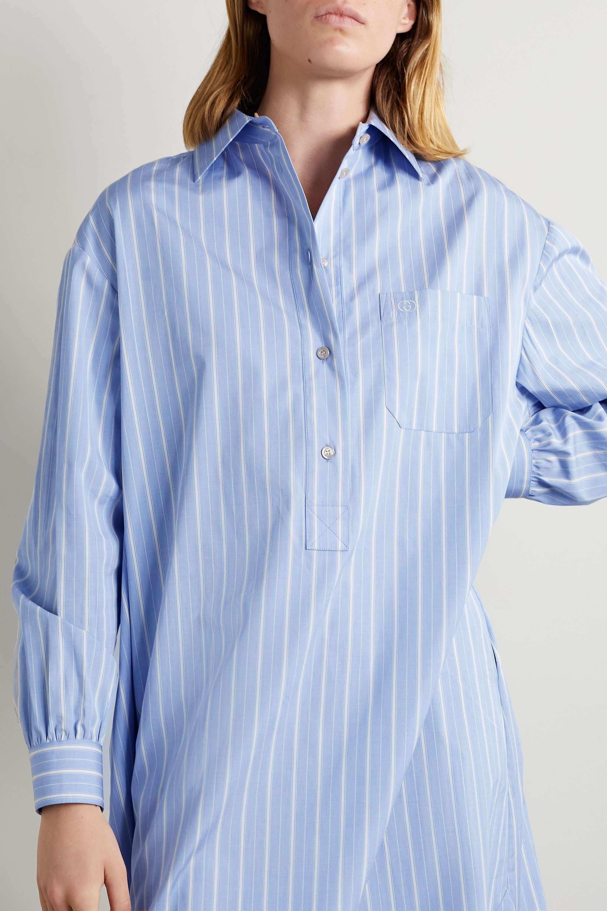 gucci blue and white striped dress Gucci by Alessandro Michele - White Women Work Top