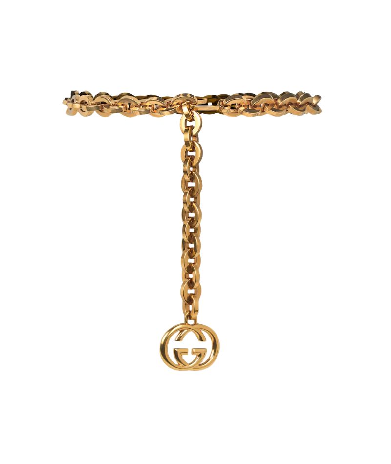 Gucci Chain Belt With Interlocking G Charm - Gold | Editorialist