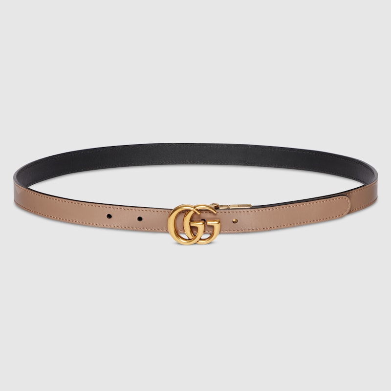 Gucci Beige Monogram Belt with Gold Buckle Reversible Unisex 28\