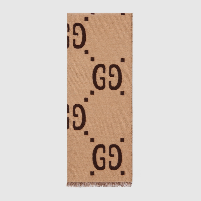 GUCCI GUCCI GG Jacquard Wool Silk Scarf
