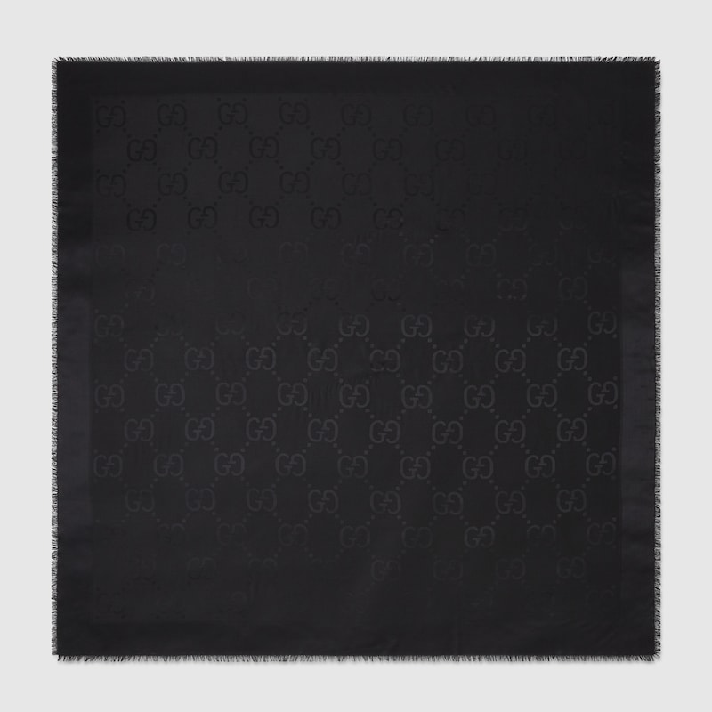 GUCCI GUCCI GG Jacquard Silk Wool Shawl