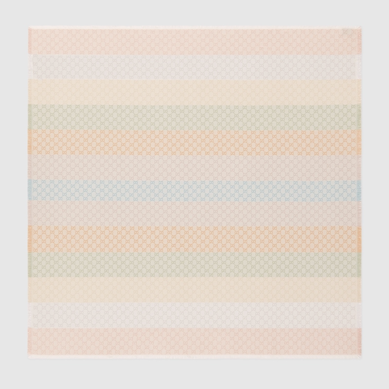 GUCCI gg jacquard shawl, white, cotton