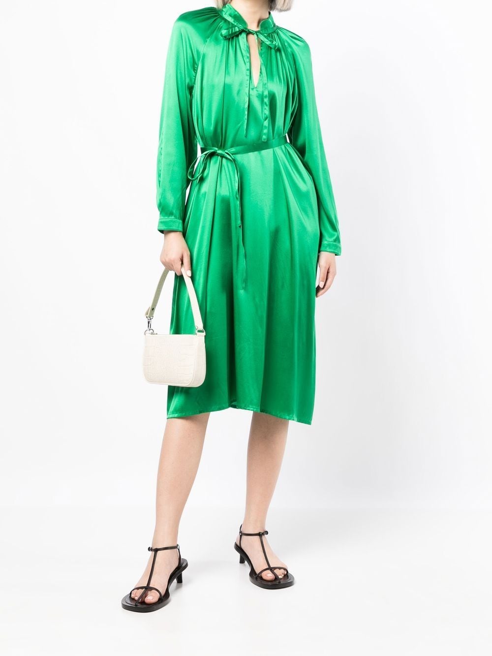 YVES SALOMON Yves Salomon satin-finish tied-waist dress