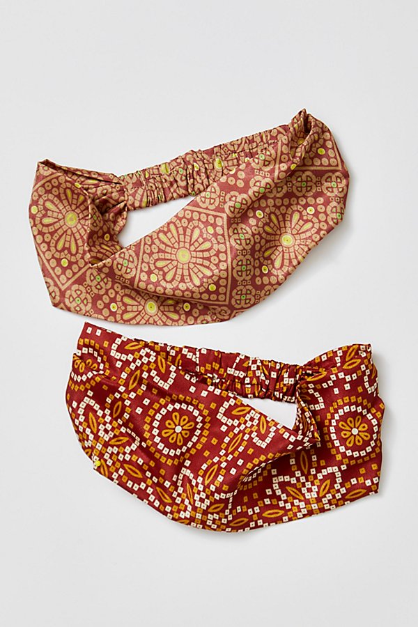 Curried Myrrh Goldie Soft Headband 100% Silk Skinny Scrunched Headband - Gentle on Hair - Gold main image 3