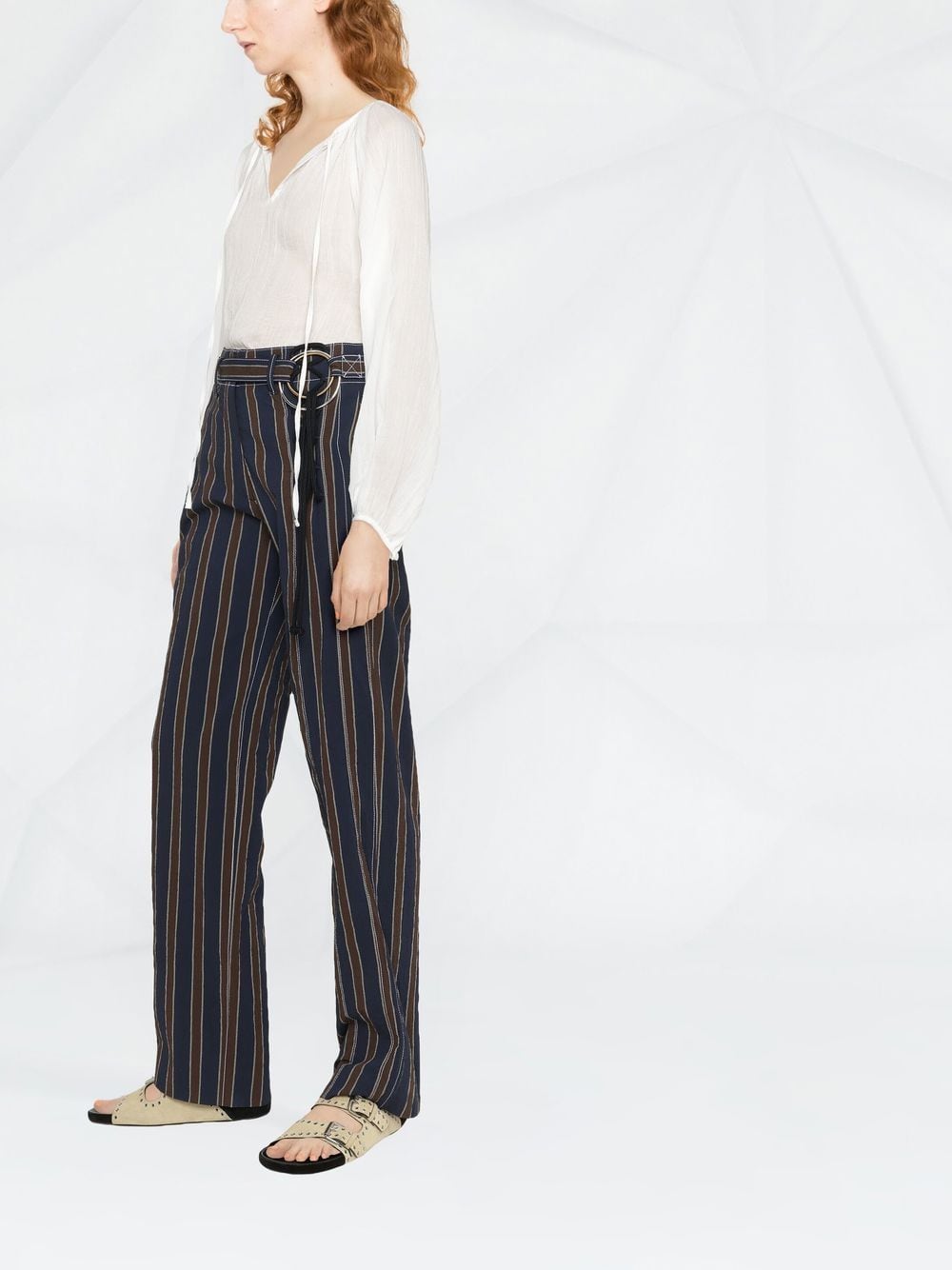 TORY BURCH High-Waisted Stripe-Pattern Trousers