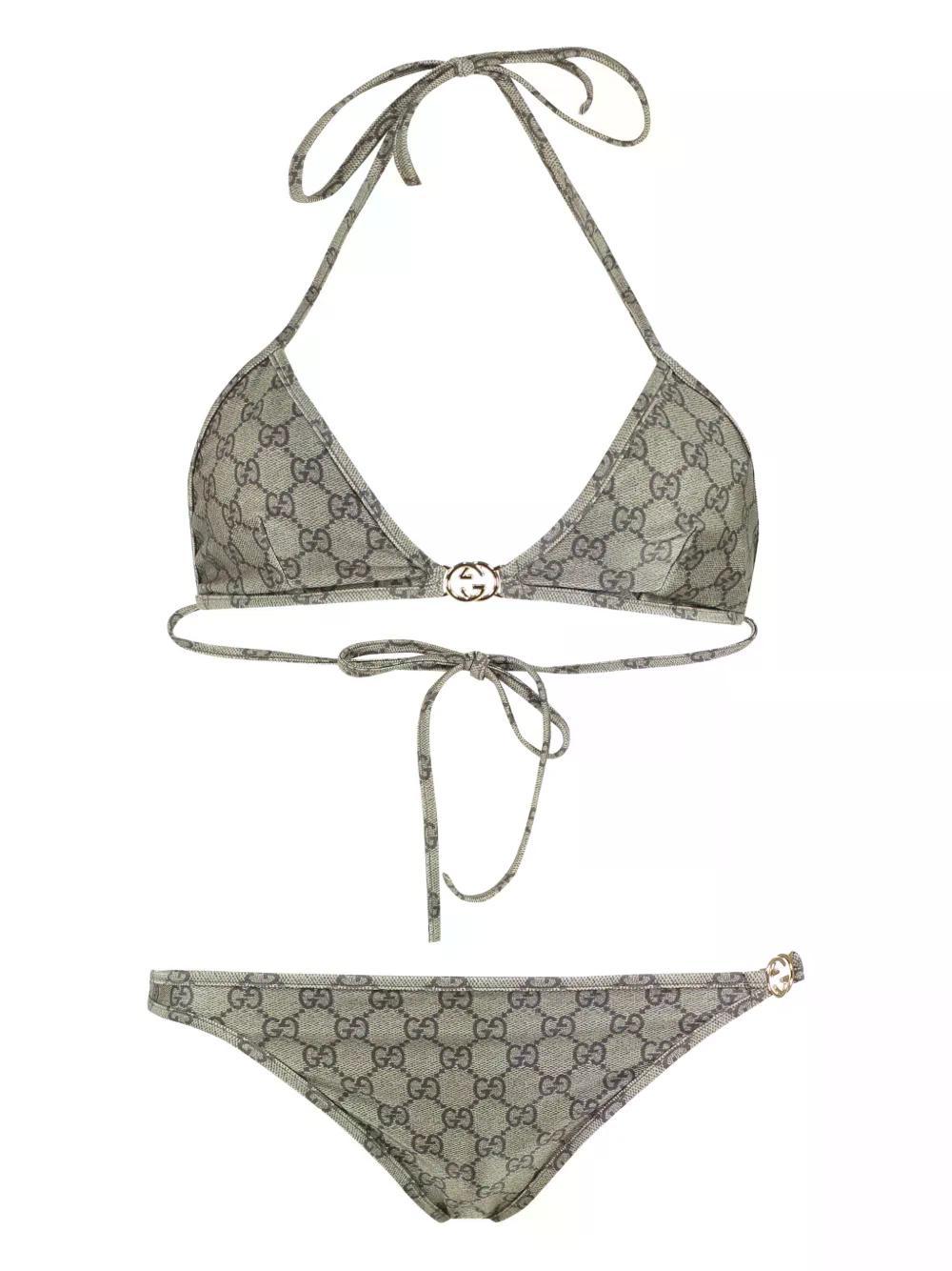 Gucci Embellished Printed Bikini - Neutrals | Editorialist Gucci Embellished Printed Bikini - Neutrals | Editorialist