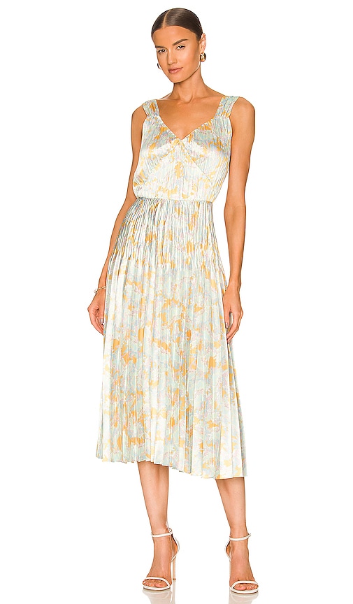 Vince Lotus V-Neck Pleated Slip Dress In Yellow In Warm Sand - 52% Off |  Editorialist