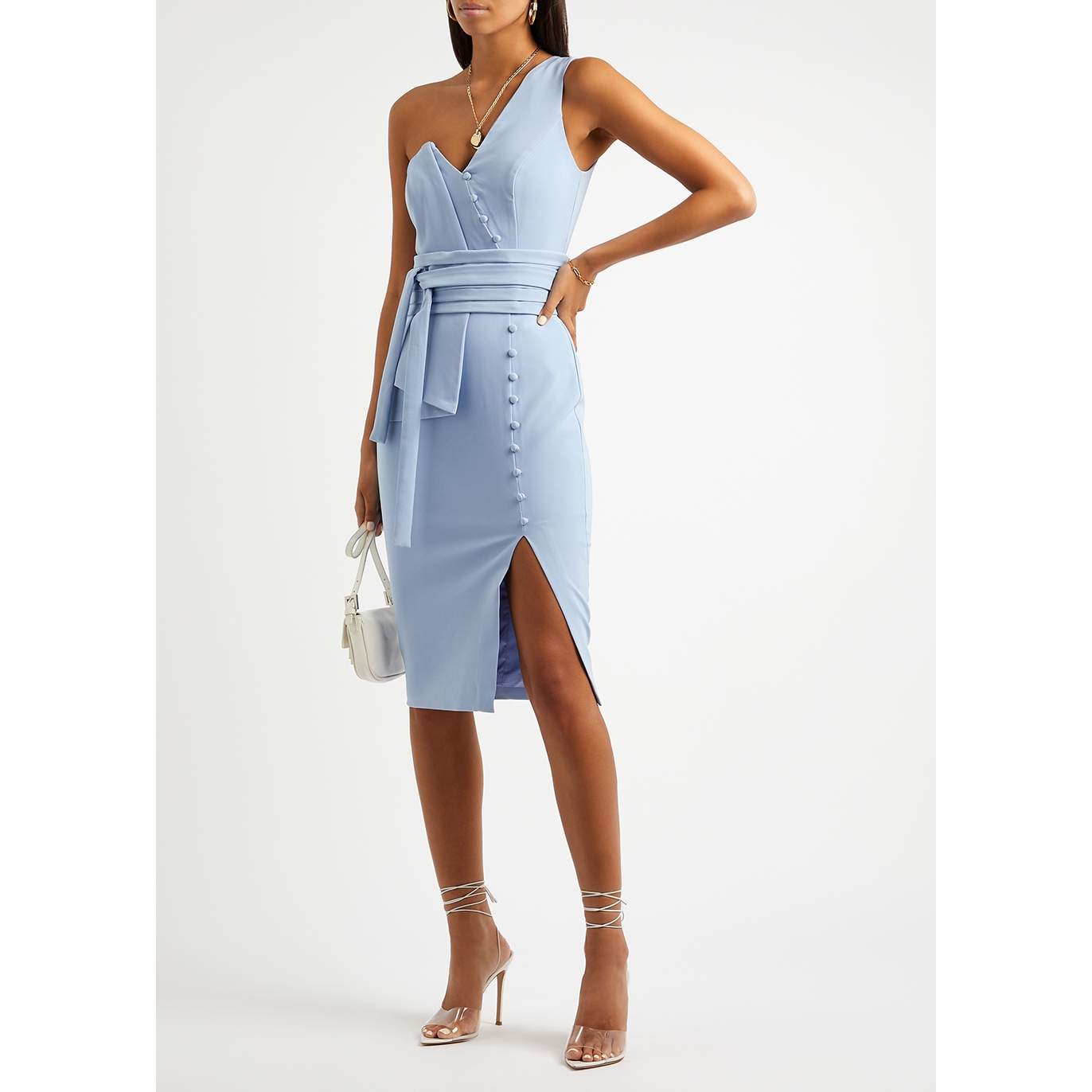 lavish alice blue one shoulder dress Lavish Alice satin one shoulder mini dress in cobalt