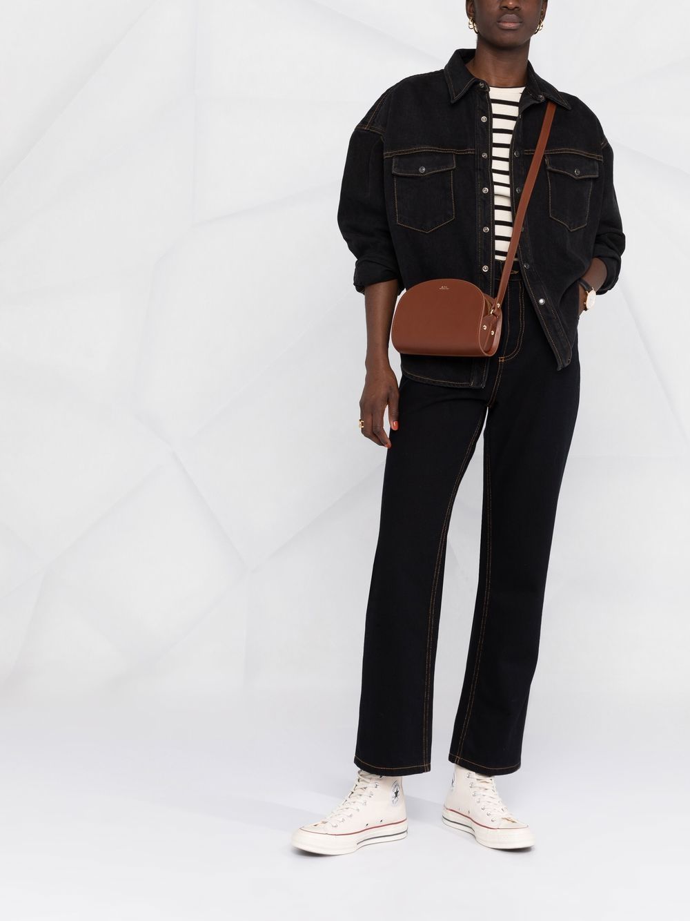 A.P.C. Mini Demi Lune Shoulder Bag In Brown - 10% Off A.P.C. Mini Demi Lune Shoulder Bag In Brown - 10% Off