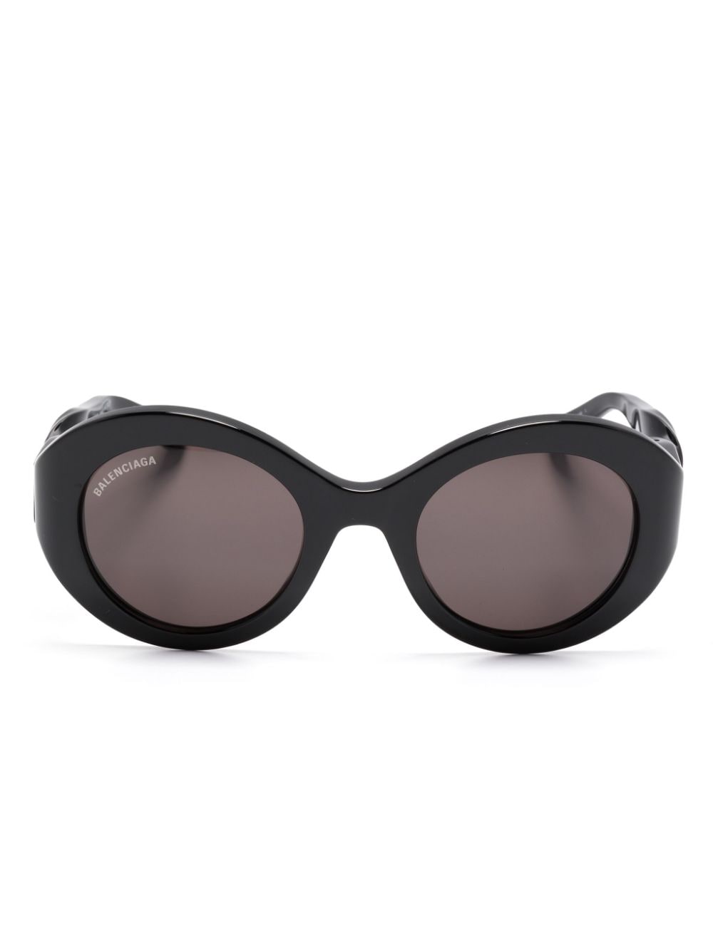 NEW BALENCIAGA women\'s twisted round non-polarized sunglasses in black Balenciaga Spiral Sunglasses round black lens twisted arms  main image 4