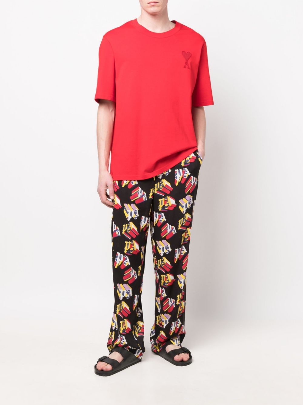 PALM ANGELS Logo-Print Straight-Leg Trousers