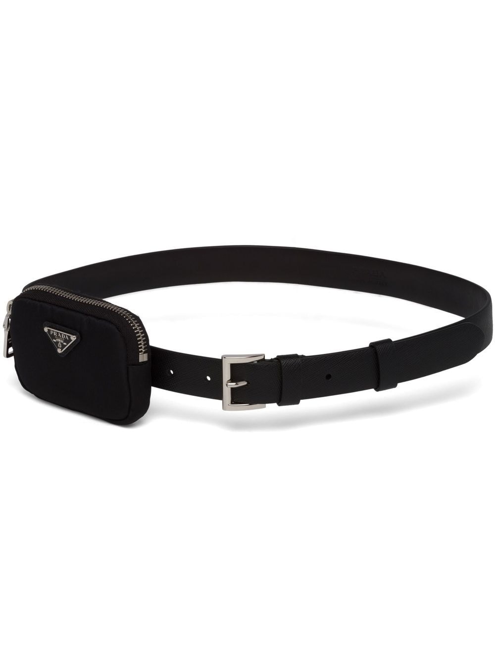 Prada Logo Plaque Zipped Pouch Belt - Black | Editorialist display picture 2