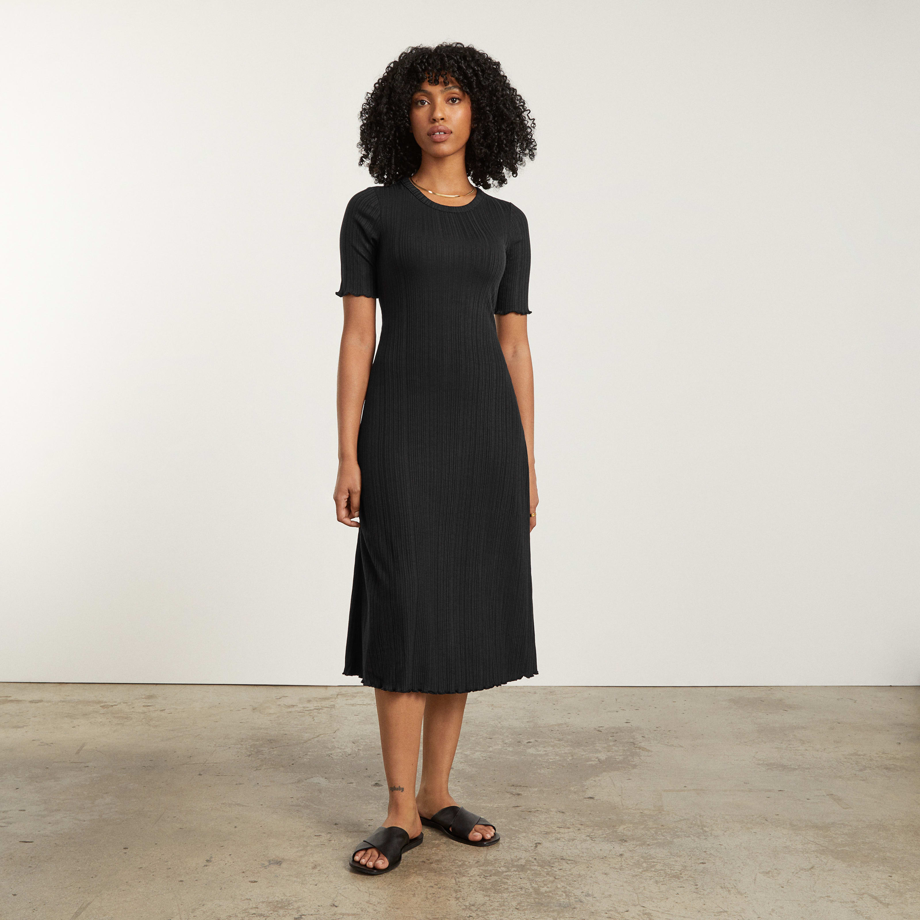 everlane linen open back dress Everlane Open Back Rib Dress - Black