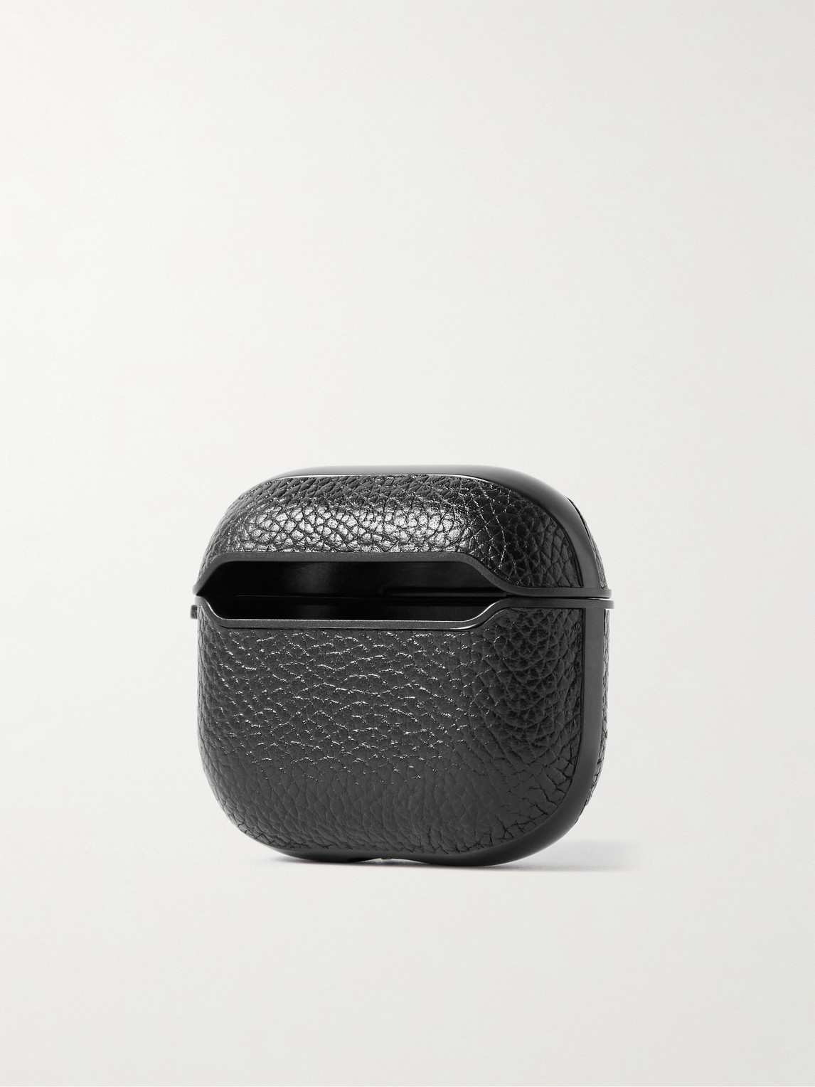 Balenciaga Logo-Print Full-Grain Leather Airpods Pro Case - Black