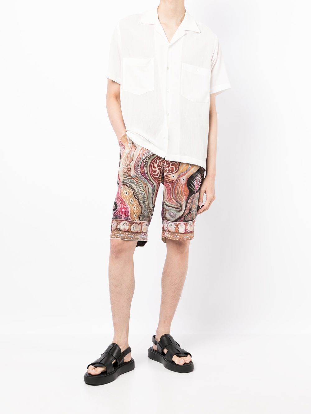 ENDLESS JOY Endless Joy Dark Star Graphic-Print Silk Shorts