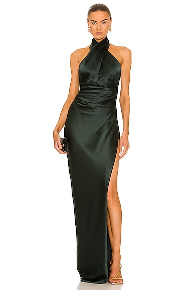 The Sei For Cross Wrap Halter Gown In Dark Green In Hunter - 47% Off |  Editorialist