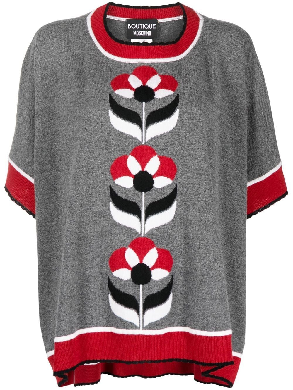 MOSCHINO Intarsia-Knit Floral Poncho Top
