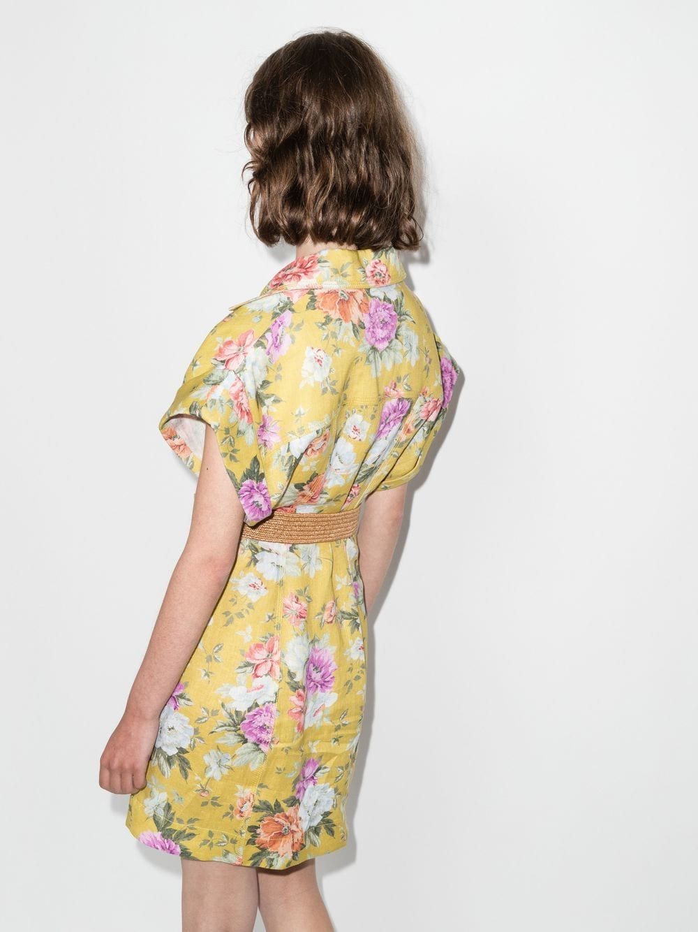 Zimmermann Floral-Print Belted Linen Mini Dress In Yellow - 52% Off |  Editorialist