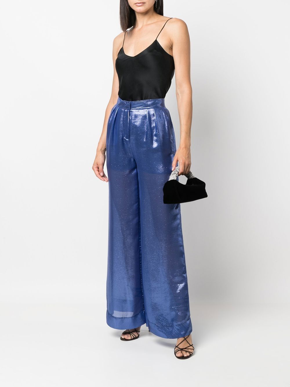 ALBERTA FERRETTI Alberta Ferretti Metallic-Finish Wide-Leg Trousers