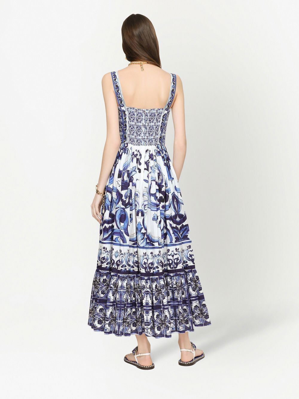 dolce and gabbana blue majolica dress Cotton and viscose dress with Maiolica print DOLCE & GABBANA