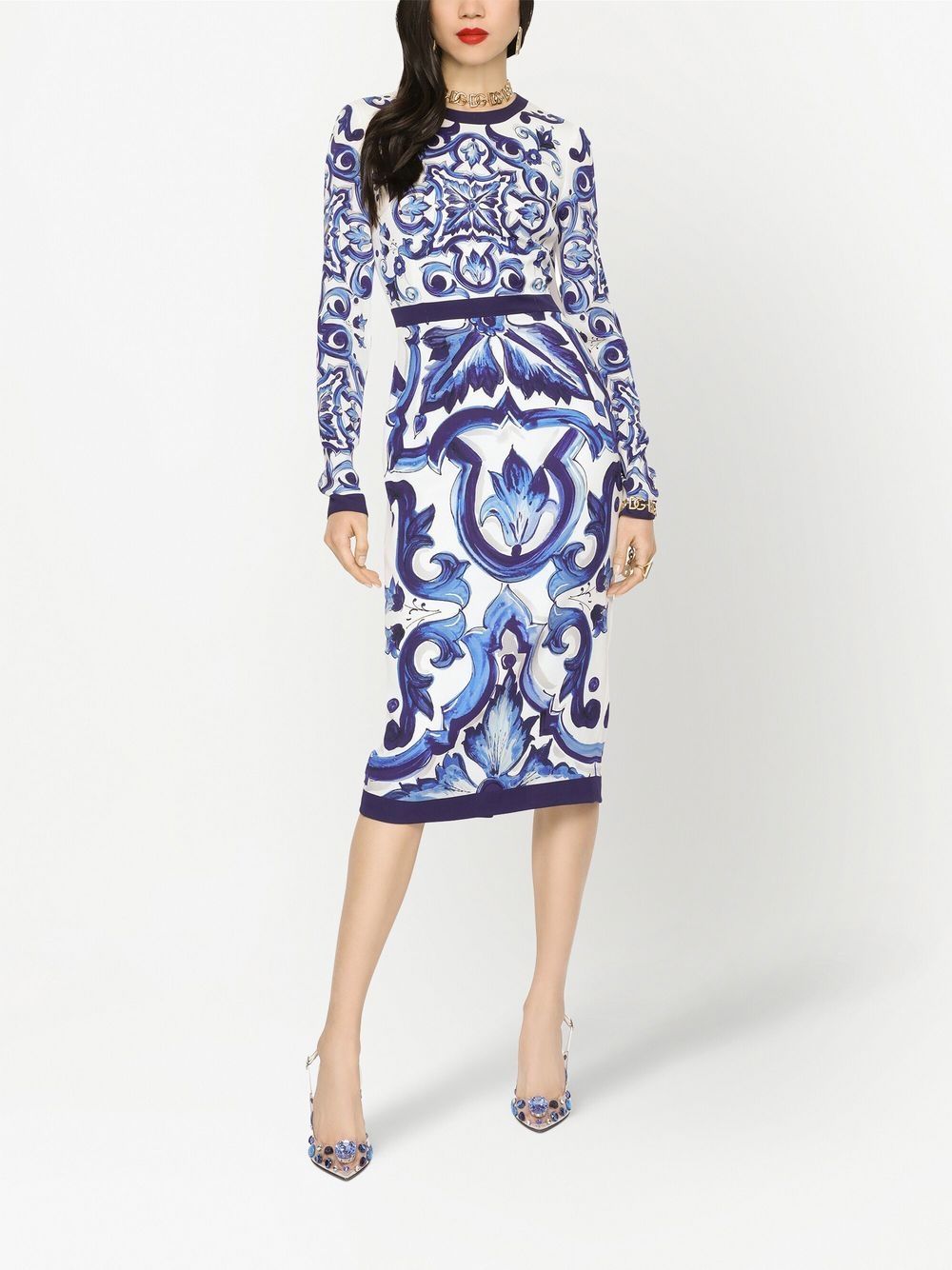 DOLCE & GABBANA Dolce & Gabbana Majolica-Print Sheath Dress