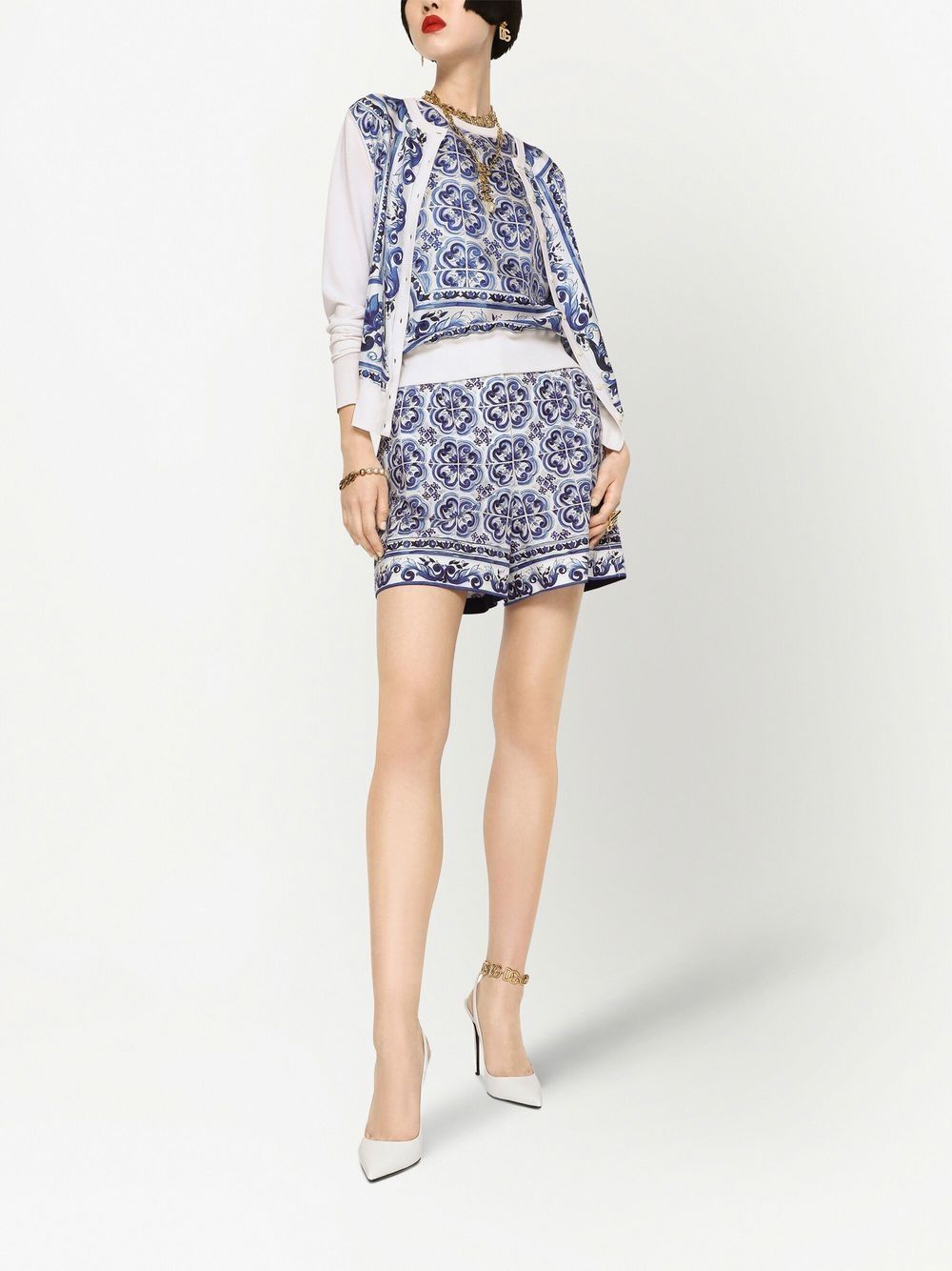 DOLCE & GABBANA Dolce & Gabbana Majolica-Print Silk Top